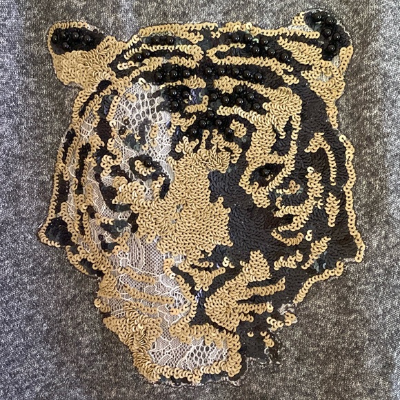Express | Sweaters | Express Cotton Cropped Sweater Sequins Lace Tiger ...